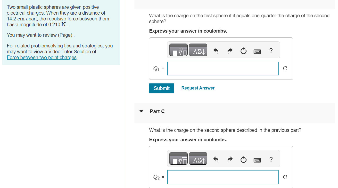 Solved Two small plastic spheres are given | Chegg.com