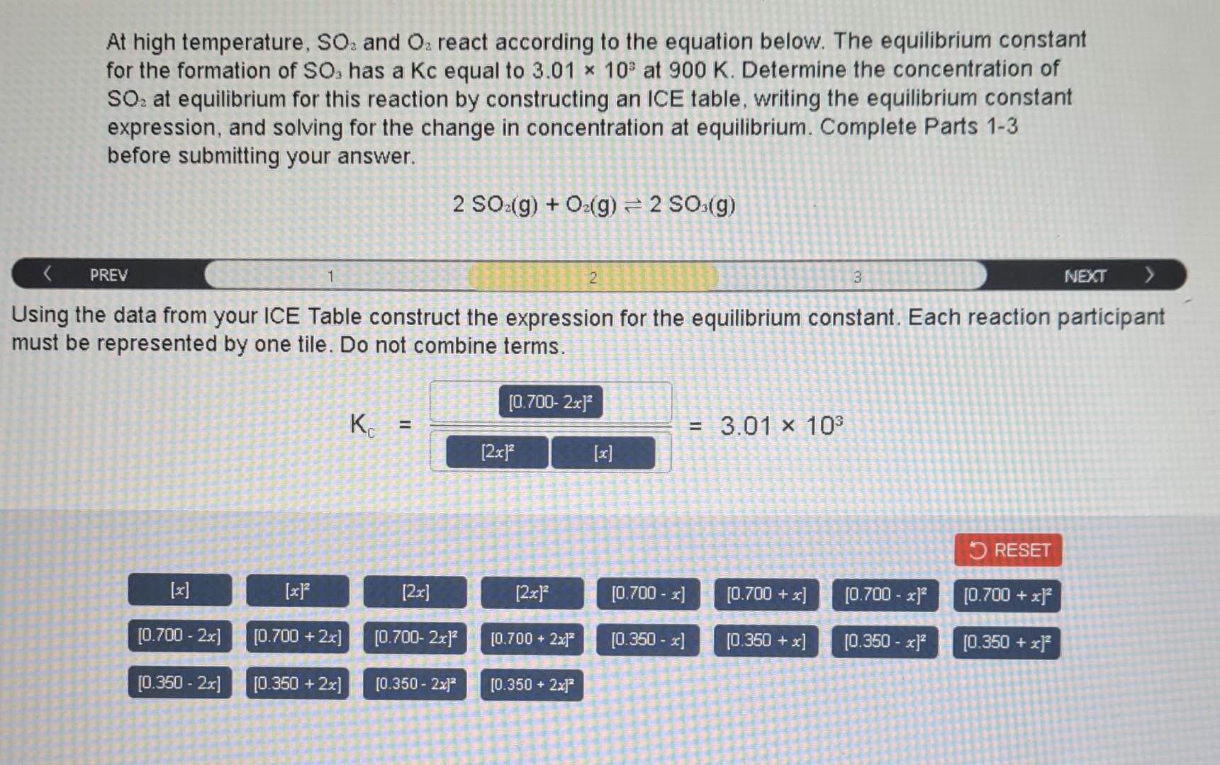 Solved At high temperature, SO2 and O2 react according to | Chegg.com