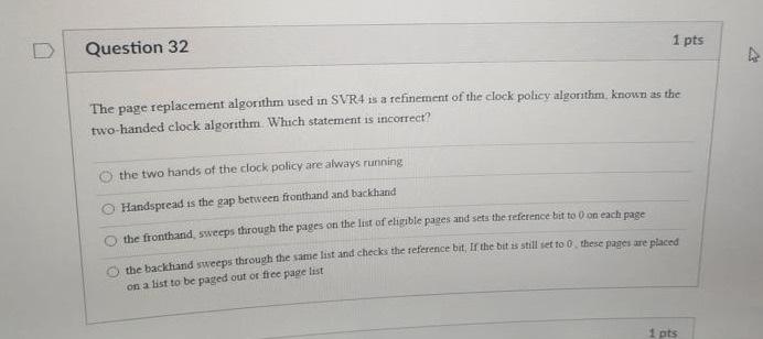 Solved The page replacement algorithm used in SVR4 is a | Chegg.com
