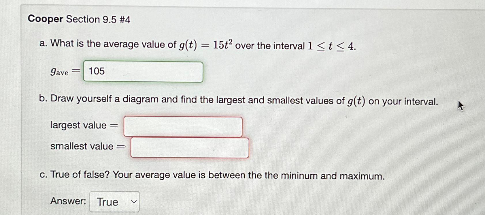 Solved Cooper Section 9.5 ﻿#4a. ﻿What is the average value | Chegg.com