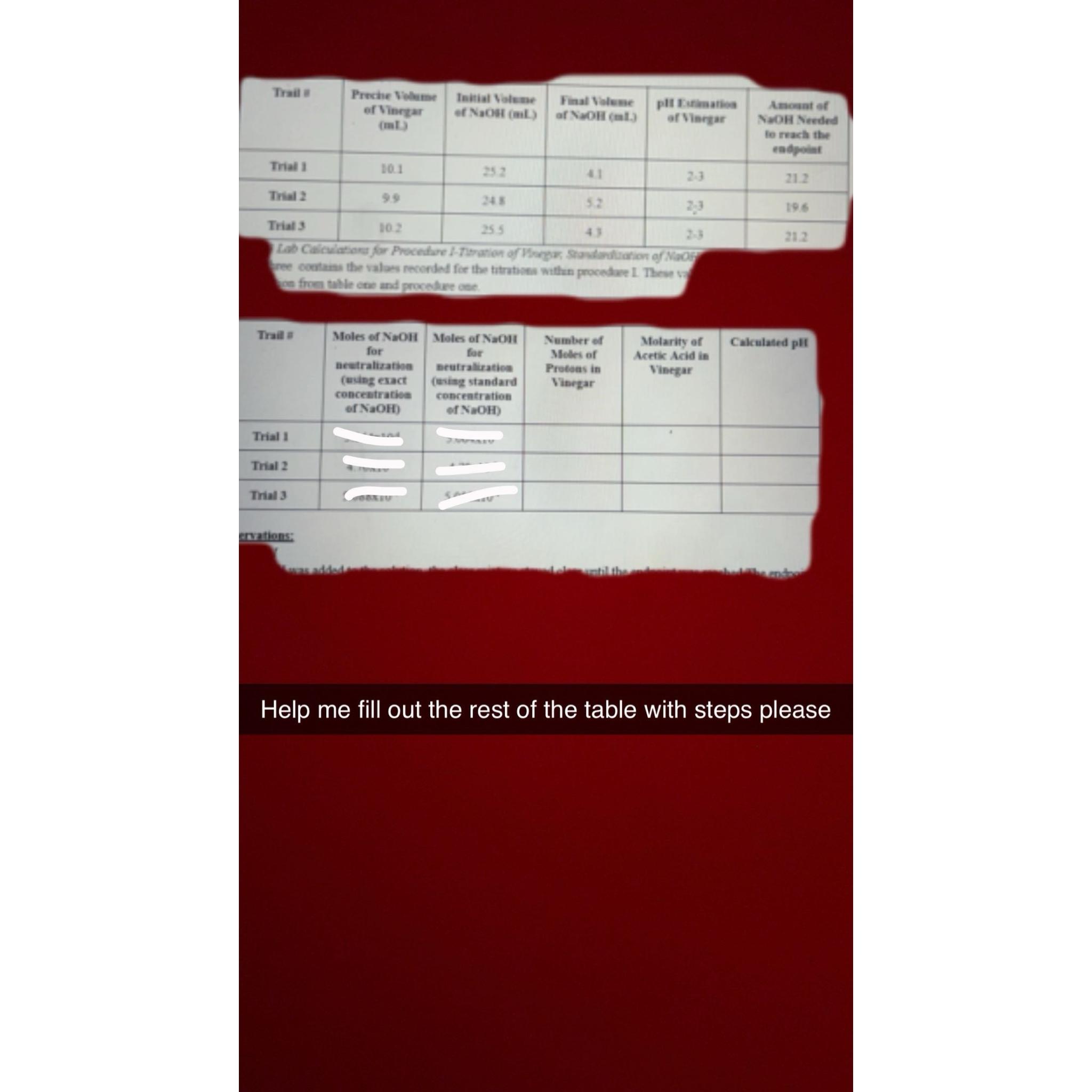 Solved Help me fill out the rest of the table with steps | Chegg.com