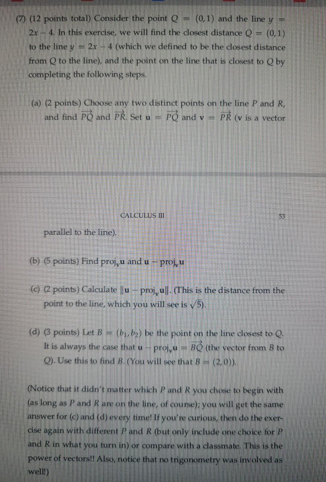 Solved (7) (12 points total) Consider the point Q=(0,1) and | Chegg.com