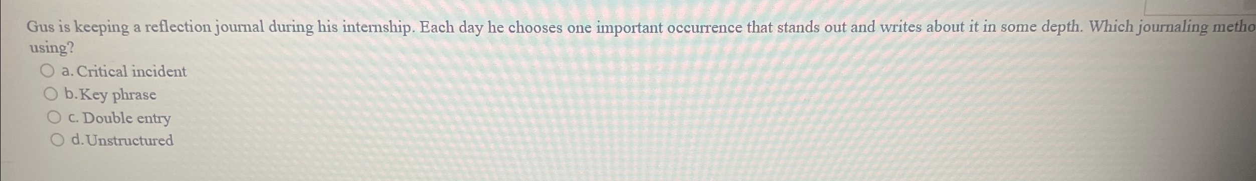 Solved Gus is keeping a reflection journal during his | Chegg.com