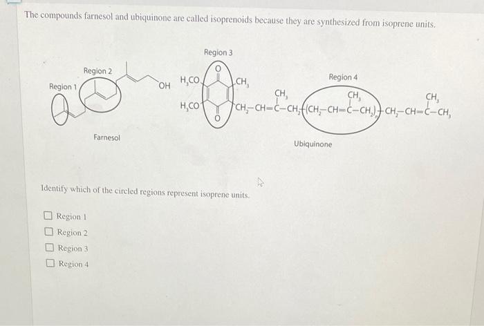 Solved The compounds farnesol and ubiquinone are called | Chegg.com