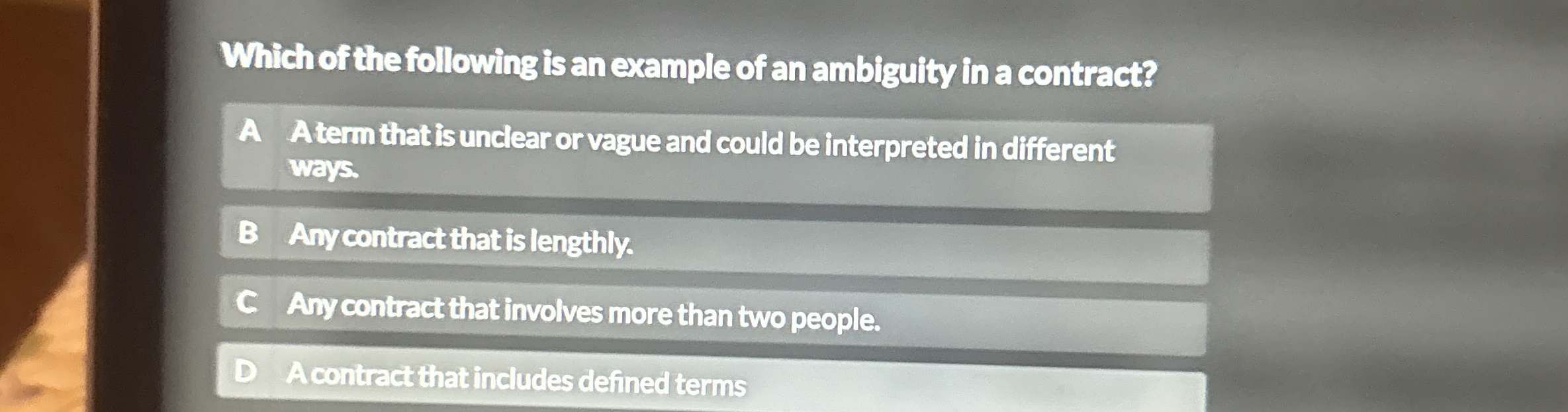 Solved Which of the following is an example of an ambiguity | Chegg.com