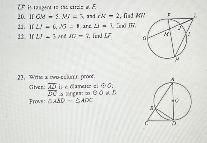Solved 1. Draw a quadrilateral circumscribed about ⊙0. 2. | Chegg.com