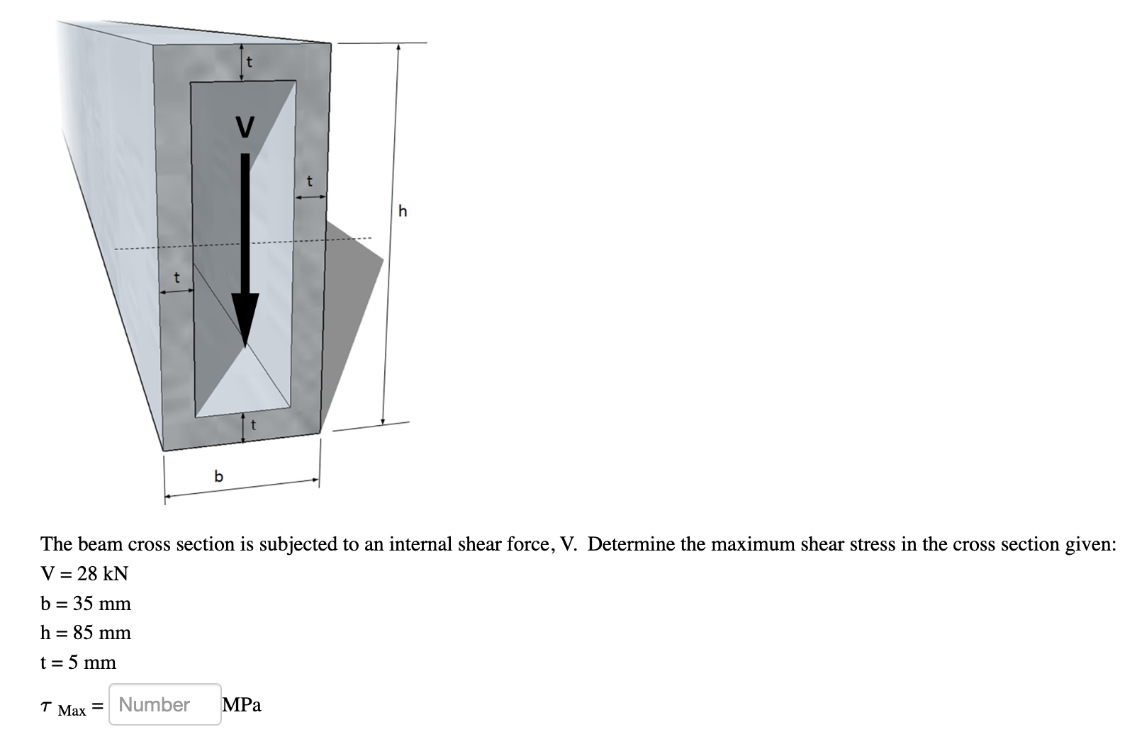 Solved The beam cross section is subjected to an internal | Chegg.com