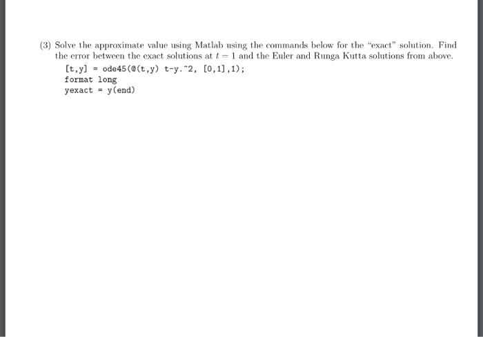 Solved 3 Solve The Approximate Value Using Matlab Using