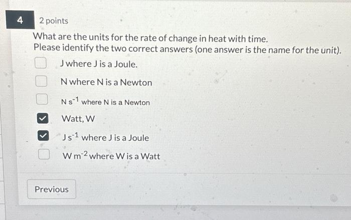Solved 4 2 points What are the units for the rate of change | Chegg.com