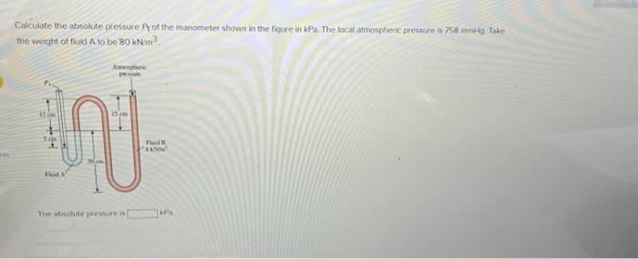 Calculate the absolute pressure Py of the | Chegg.com
