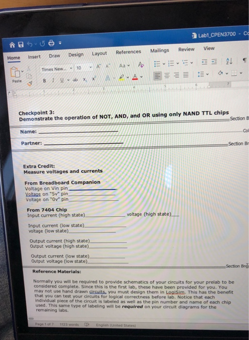 Lab1 CPEN Review View Mailings References Layout | Chegg.com