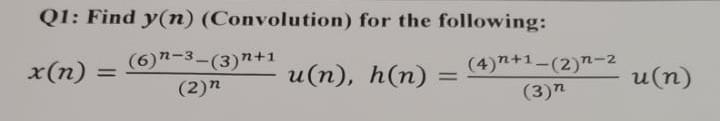 Solved Q1: Find y(n) (Convolution) for the following: | Chegg.com