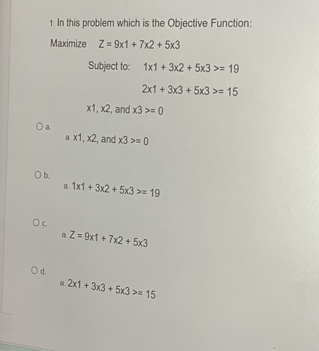 Solved In This Problem Which Is The Objective