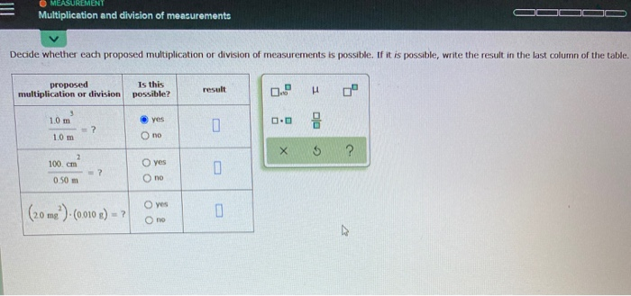 Solved Multiplication and division of measurements Decide | Chegg.com