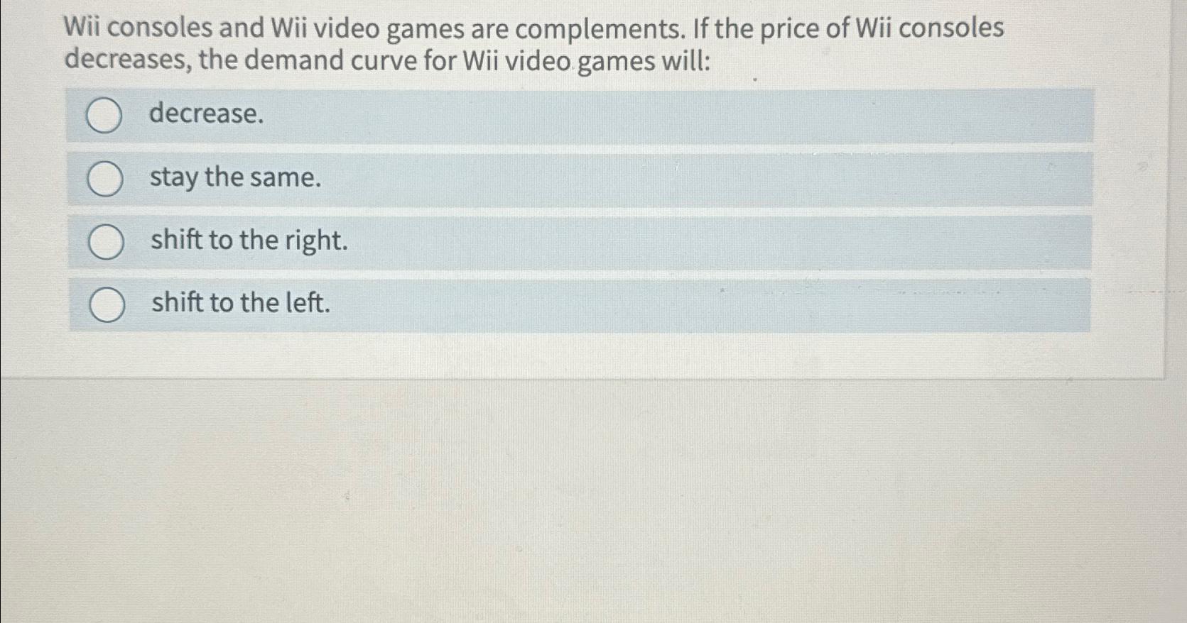 Solved Wii consoles and Wii video games are complements. If | Chegg.com