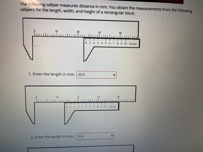 Solved The following caliper measures distance in mm. You | Chegg.com