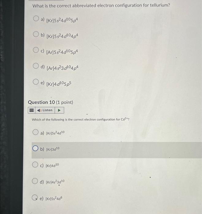 Solved What Is The Correct Abbreviated Electron