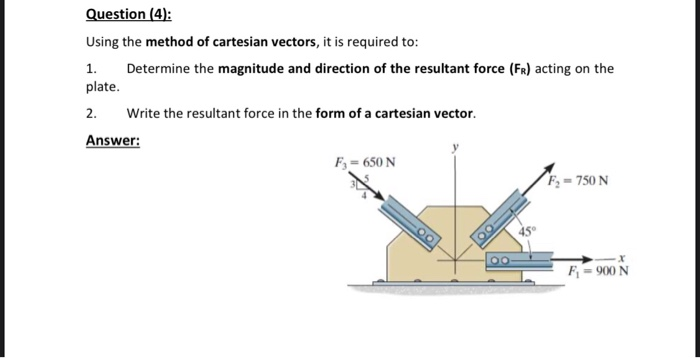 Solved Question (4): Using the method of cartesian vectors, | Chegg.com