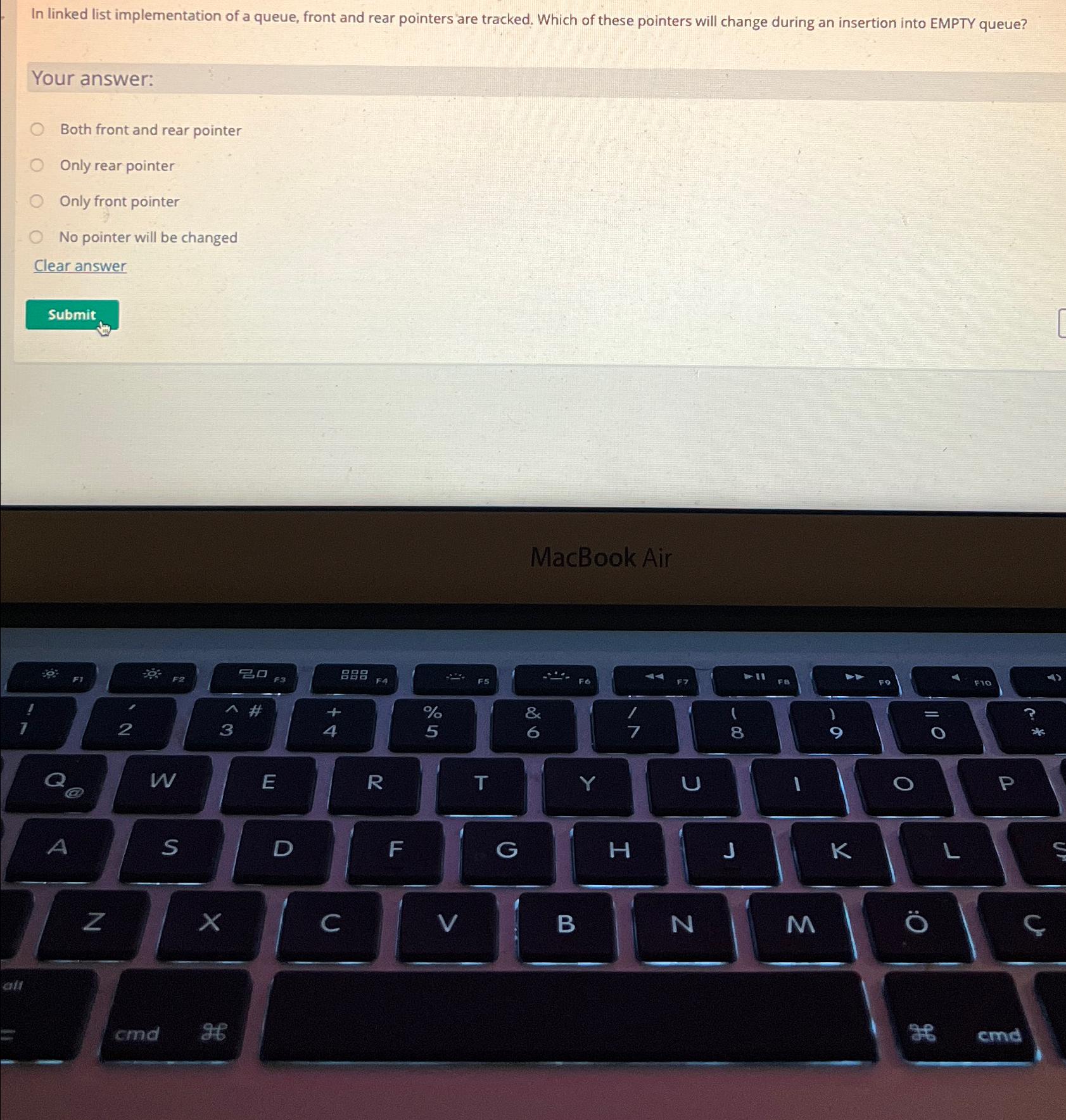 Solved In linked list implementation of a queue, front and | Chegg.com