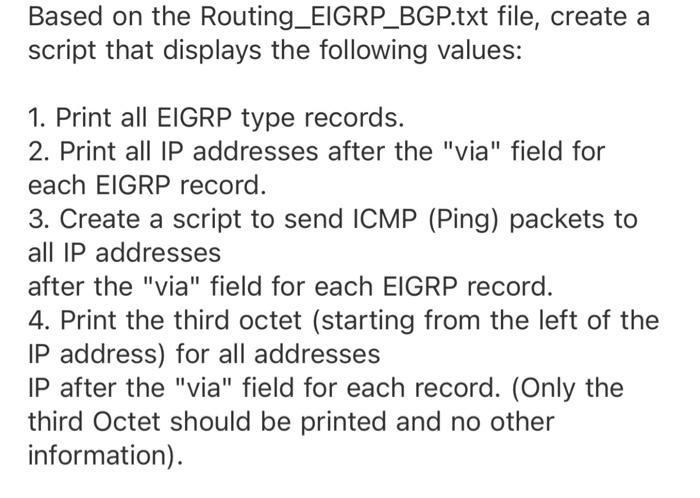 Solved Based on the Routing_EIGRP_BGP.txt file, create a | Chegg.com