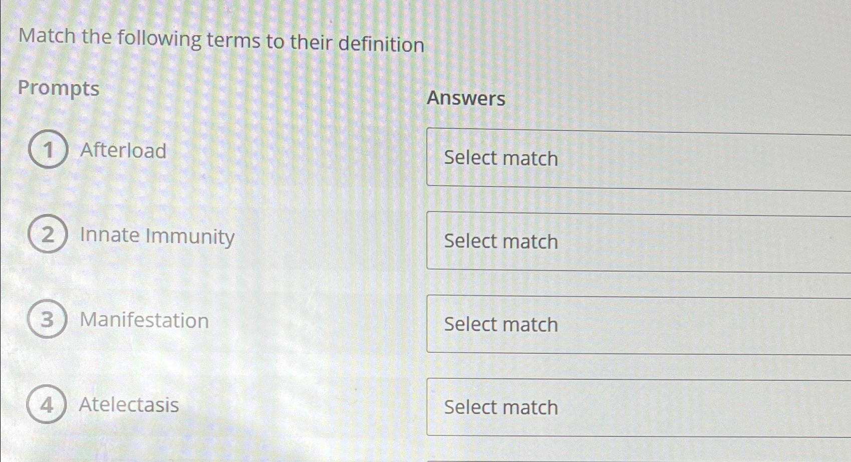 Solved Match the following terms to their | Chegg.com