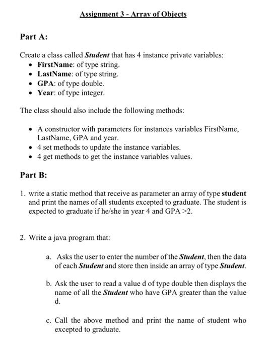 Solved Assignment 3 Array Of Objects Part A Create A 9540