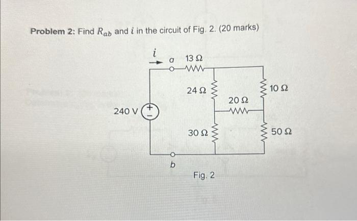 Solved Problem 2: Find Rab and i in the circuit of Fig. 2. | Chegg.com