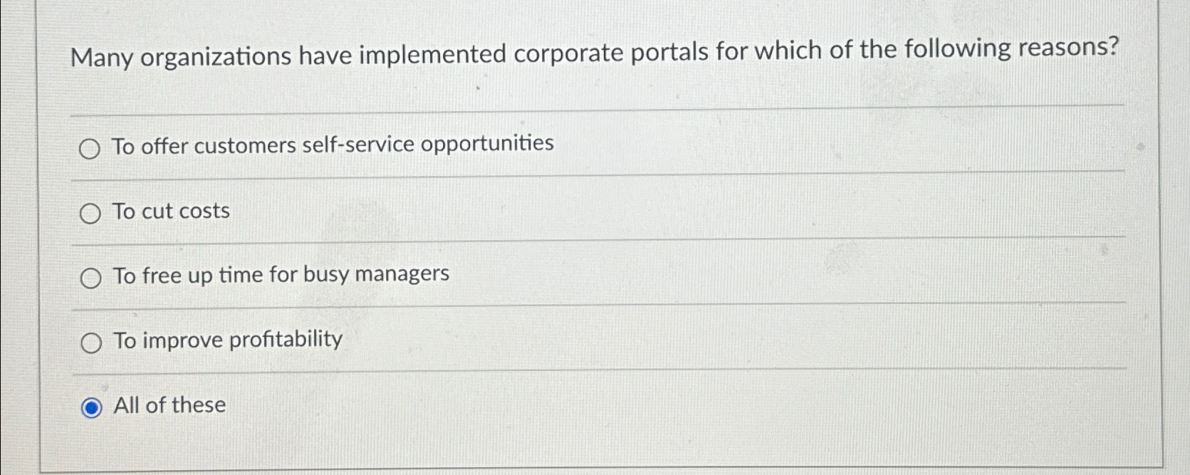 Solved Many organizations have implemented corporate portals | Chegg.com