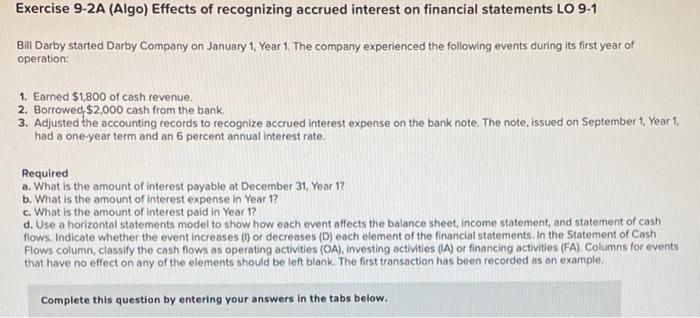 Solved Exercise 9-2A (Algo) Effects of recognizing accrued | Chegg.com