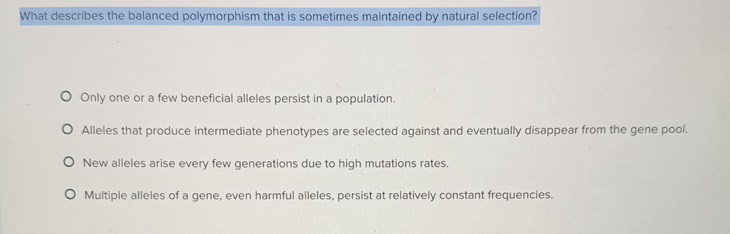 What describes the balanced polymorphism that is | Chegg.com