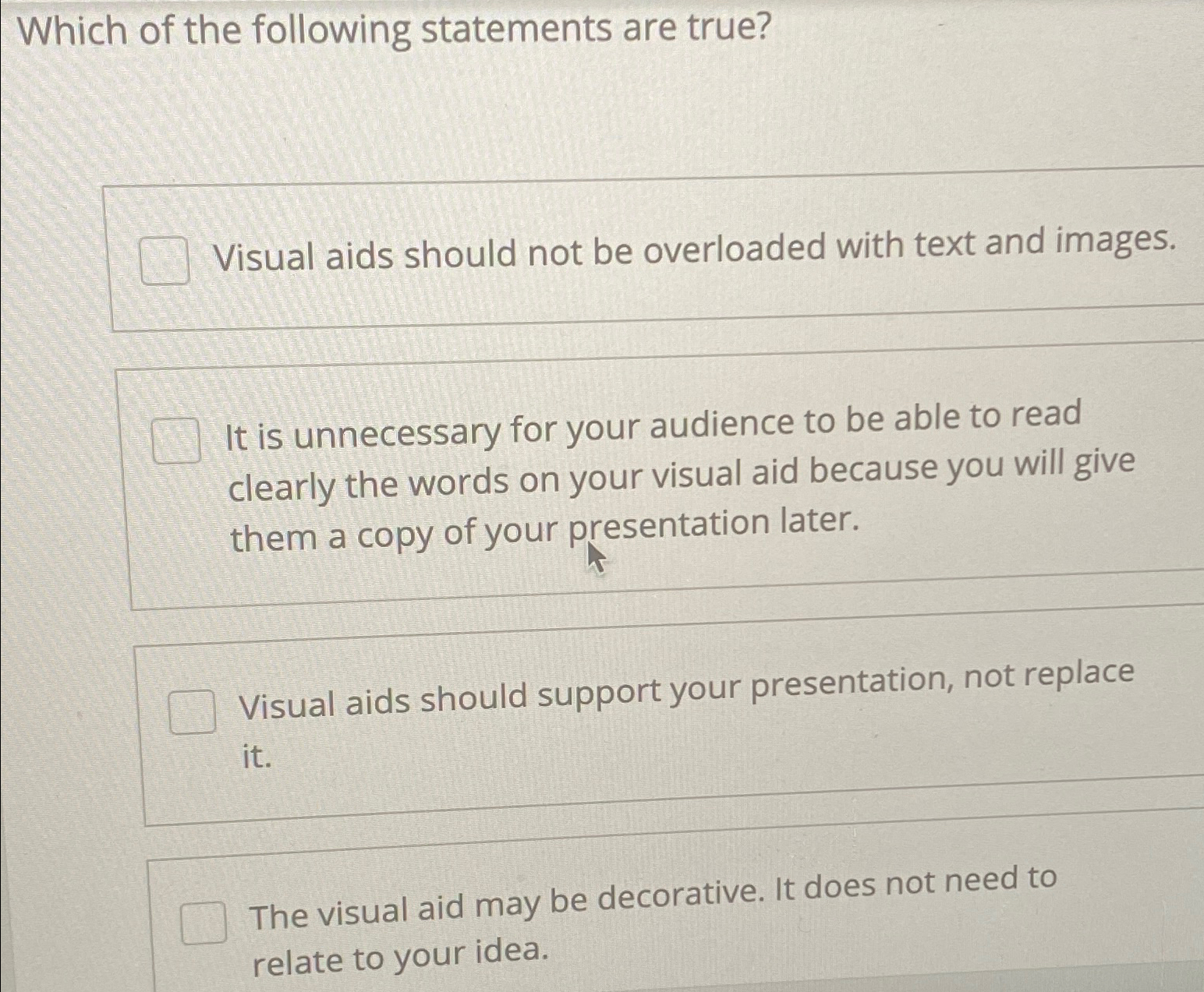 Solved Which of the following statements are true?Visual | Chegg.com