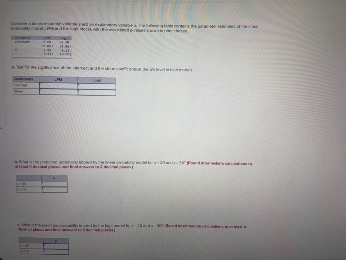 Solved Consider a binary response variable y and an | Chegg.com