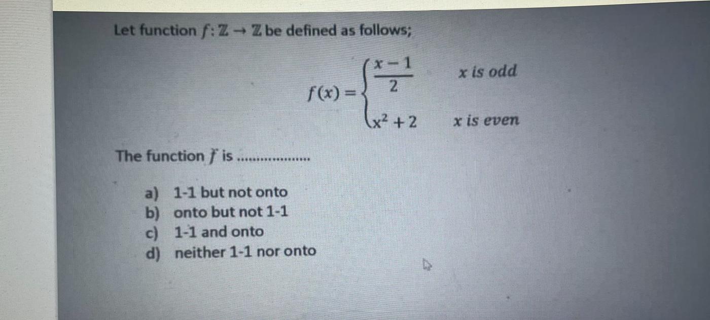 Solved Let function f:Z→Z ﻿be defined as | Chegg.com