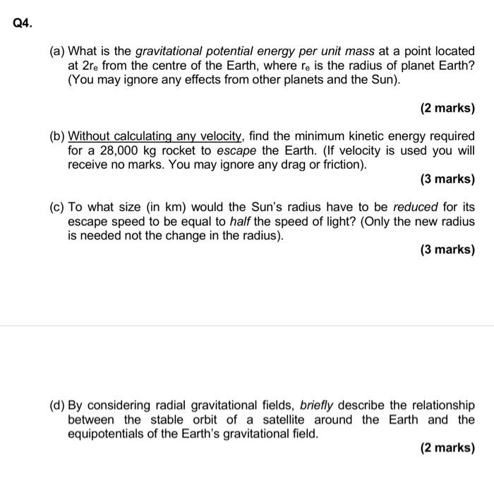 Solved Q4. (a) What is the gravitational potential energy | Chegg.com