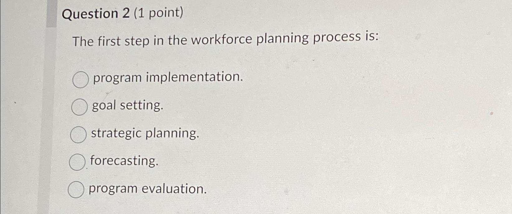 Solved Question 2 (1 ﻿point)The first step in the workforce | Chegg.com