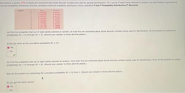 Solved nomial probability distribution and the cumutative | Chegg.com