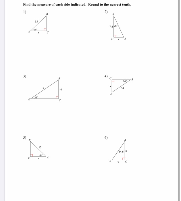 Solved Find the measure of each side indicated. Round to the | Chegg.com