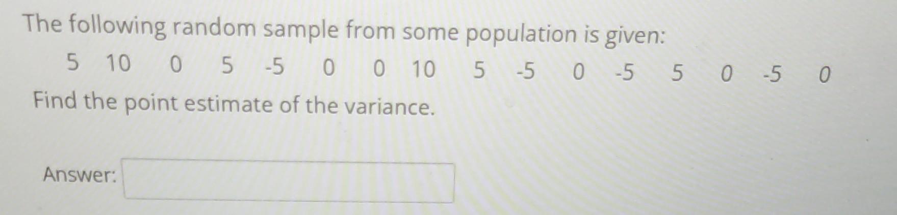 Solved The following random sample from some population is | Chegg.com
