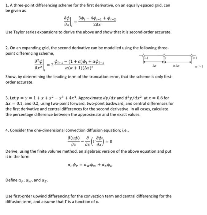 Solved 1. A three-point differencing scheme for the first | Chegg.com