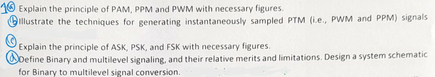 Solved Explain the principle of PAM, PPM and PWM with | Chegg.com