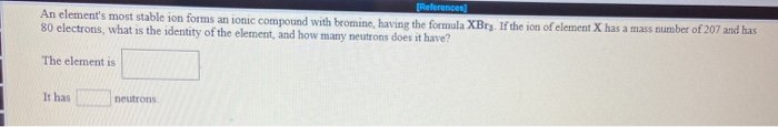 Solved References An element's most stable ion forms an | Chegg.com