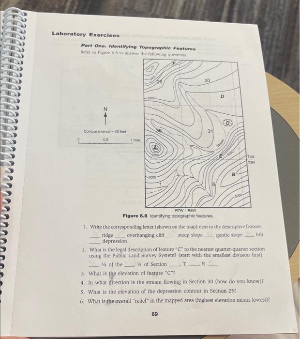 Solved Part One. Identifying Topographio Features ridge | Chegg.com