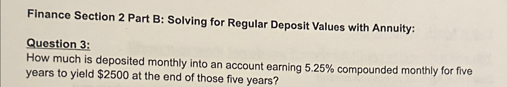 Solved Finance Section 2 ﻿Part B: Solving for Regular | Chegg.com