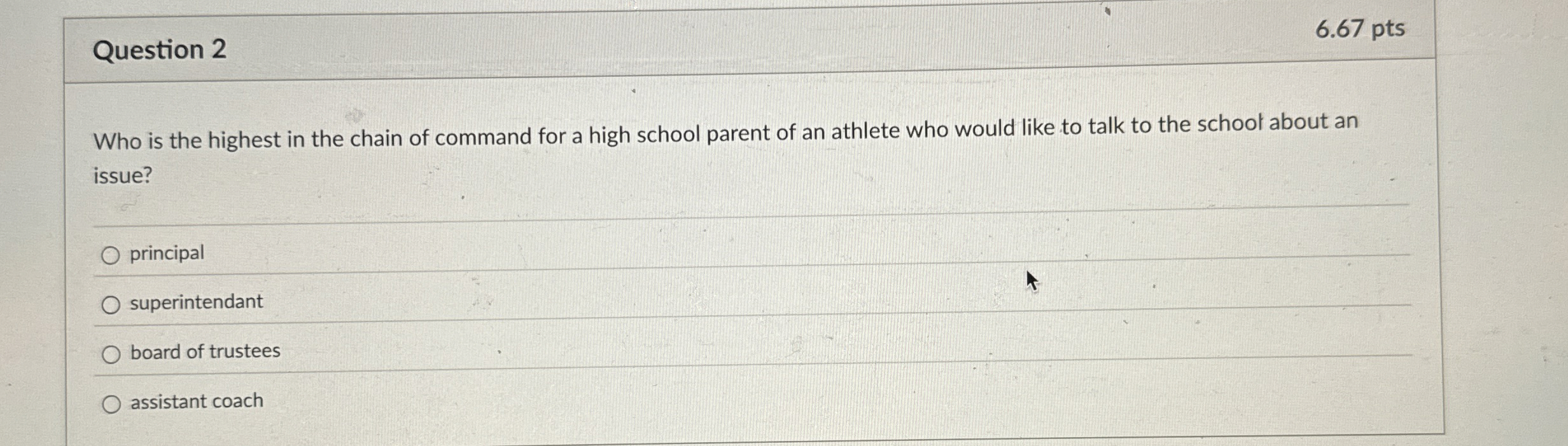 Solved Question 2Who is the highest in the chain of command | Chegg.com