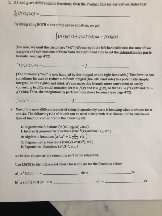 Solved 1. Iff and g are differentiable functions, then the | Chegg.com