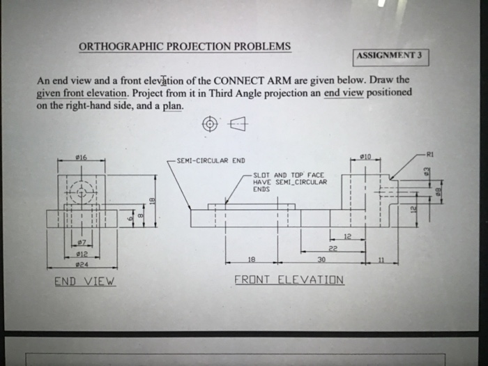 Solved ORTHOGRAPHIC PROJECTION PROBLEMS ASSIGNMENT 3 An end | Chegg.com