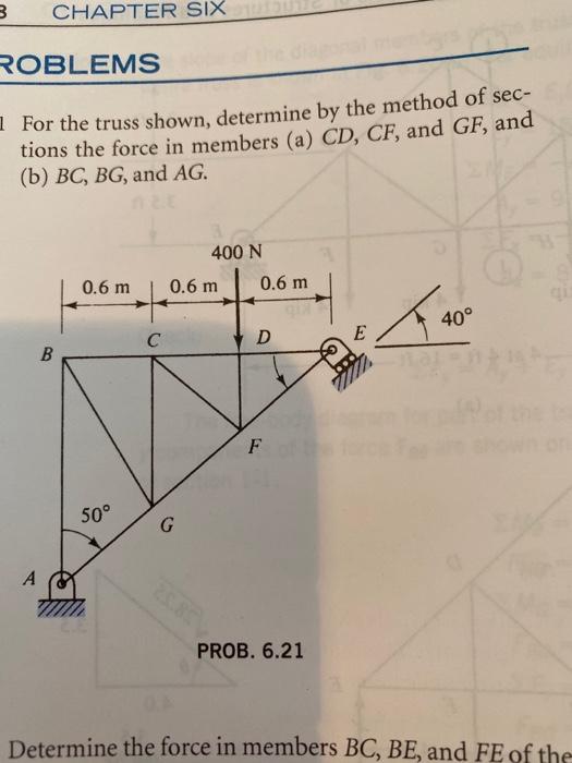 Solved 3 CHAPTER SIX ROBLEMS For the truss shown, determine | Chegg.com Solved 3 CHAPTER SIX ROBLEMS For the truss shown, determine | Chegg.com