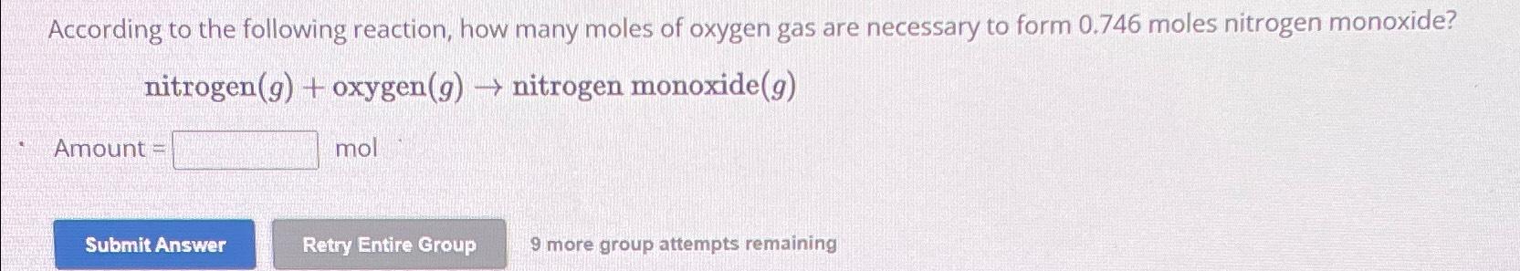 Solved According to the following reaction, how many moles | Chegg.com