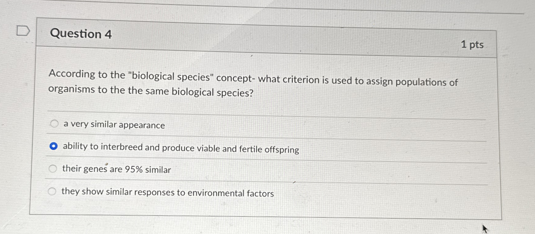 Solved Question 41 ﻿ptsAccording to the "biological species" | Chegg.com