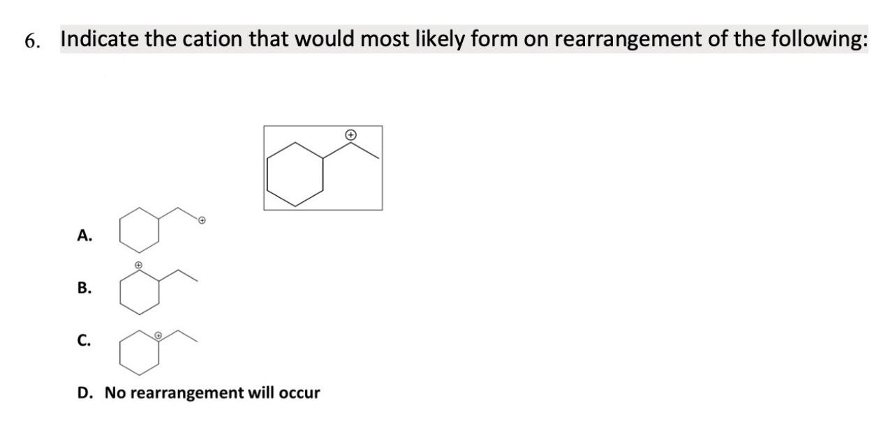 Solved 6. Indicate the cation that would most likely form on | Chegg.com